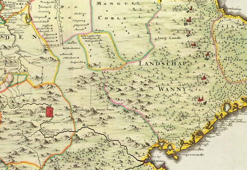 Ancient World Maps, Antique Maps, Nicholas Visher, Map of Ceylon, 1626 ...