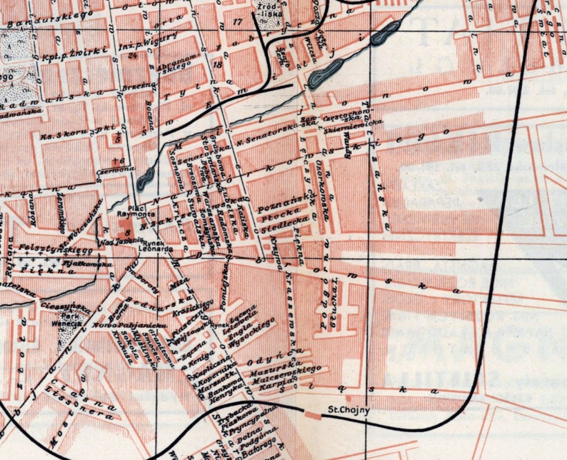 Lodz Map, Old Map of Lodz, Old Lodz Map, Retro Lodz Map, Vintage Lodz ...
