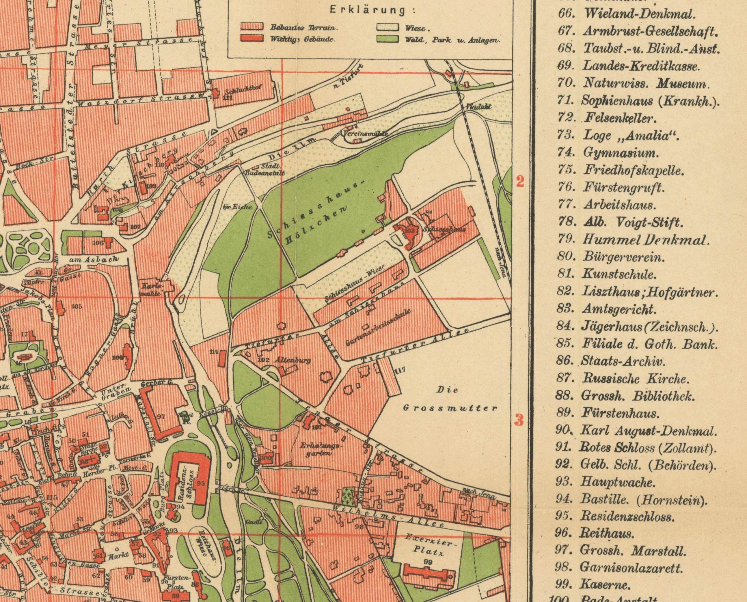 Weimar Stadtplan, Weimar Map, Map of Weimar, Old Weimar Map, Weimar ...