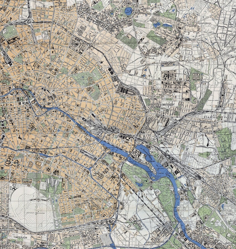 Soviet Berlin Map, War Berlin Map, Soviet Map of Berlin, Russian Map of ...