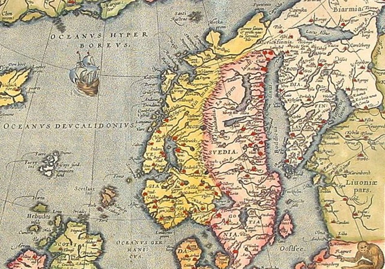 Scandinavia Map, Map of Scandinavia, Old World Map, Digital Old World ...