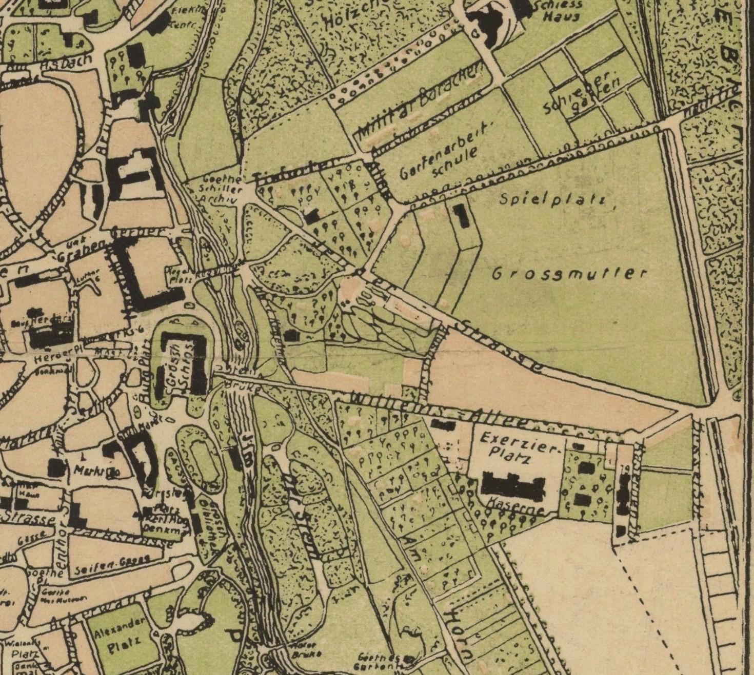 Weimar Stadtplan, Weimar Map, Map of Weimar, Old Weimar Map, Weimar ...
