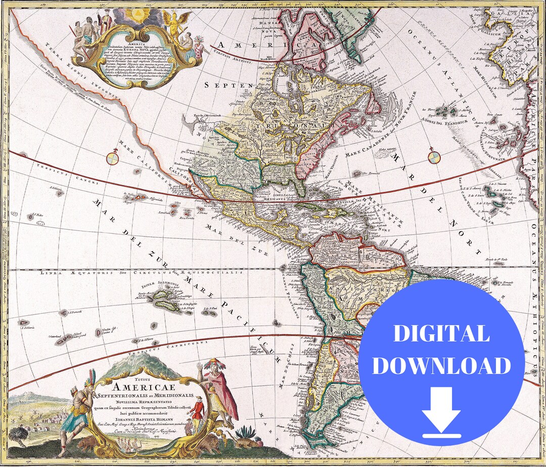 Old Map of America Digital Map Print Vintage Map Vintage - Etsy
