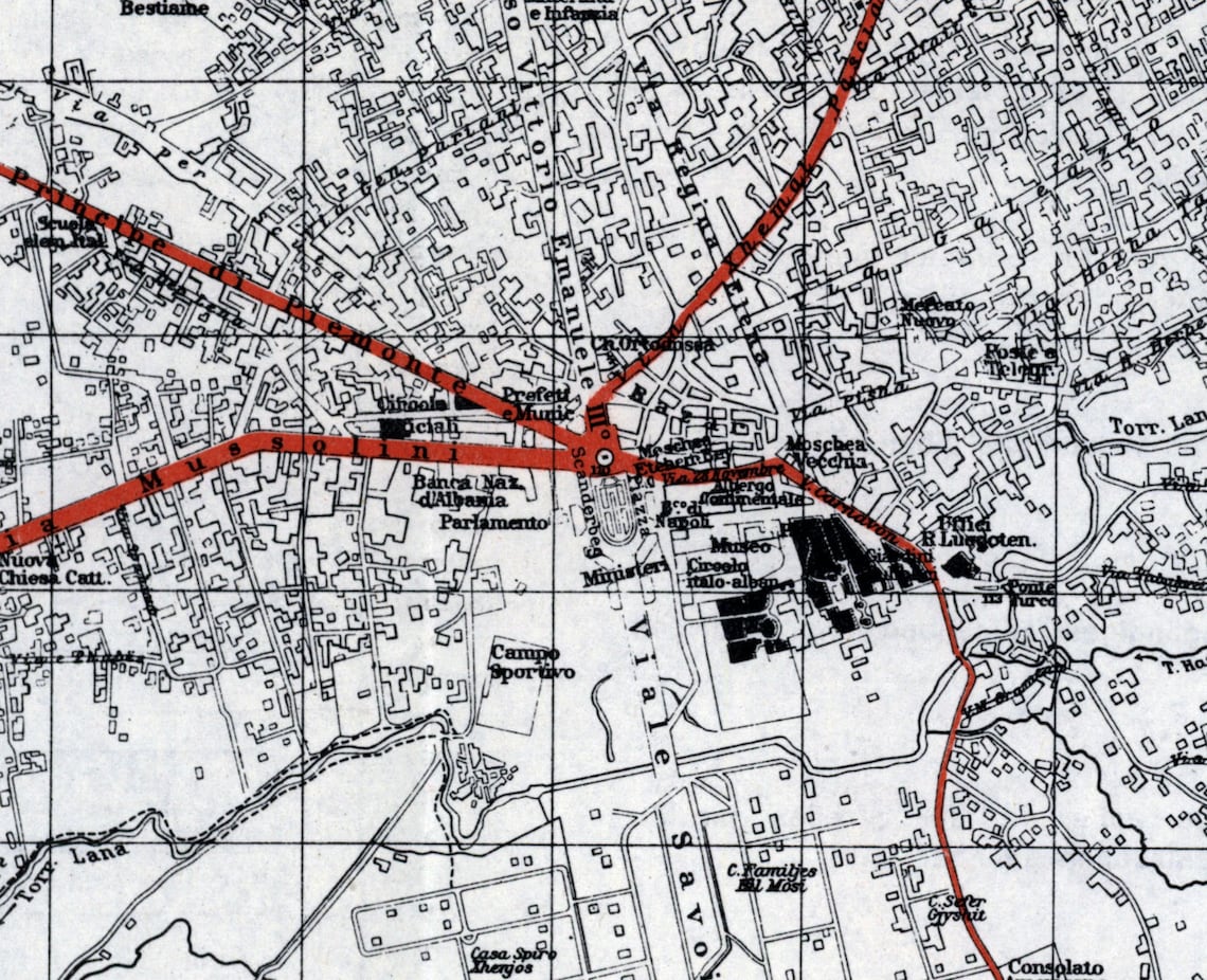 Tirana Map, Map of Tirana, Old Tirana Map, Old Tirana Map, Vintage ...