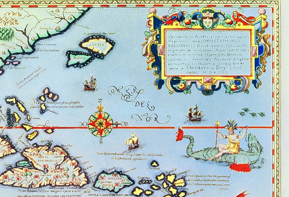 Caribbean Islands and Florida Map, Ancient Maps, Antique Map, Map Wall ...