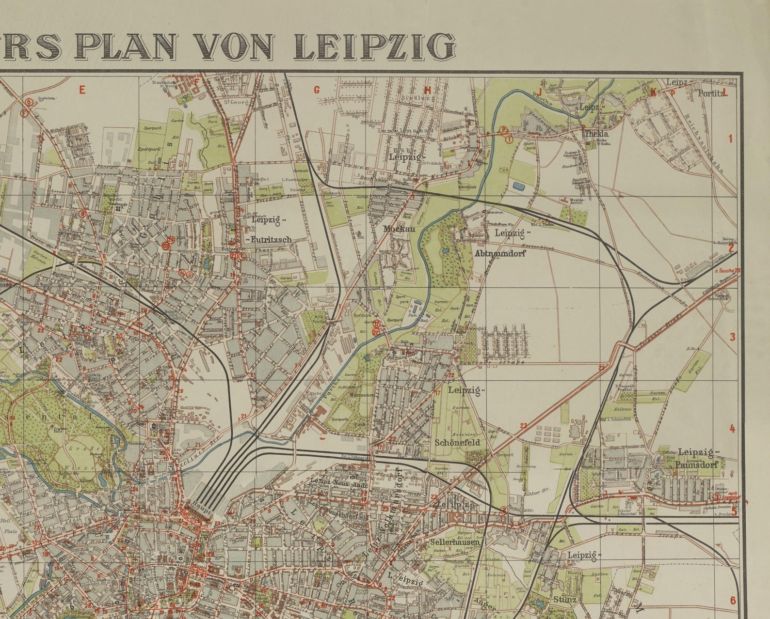 Historical Map of Leipzig by Gaebler 1940 Edition, Old Stadtplan, Lipsk ...