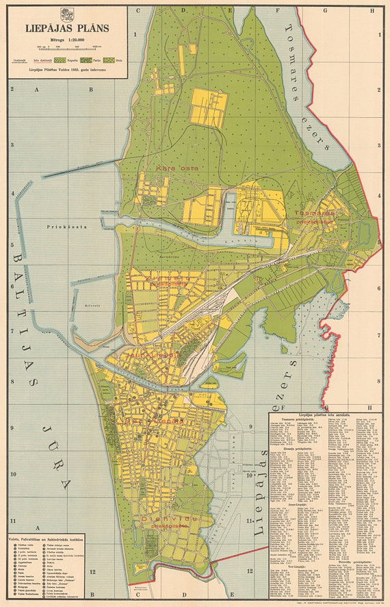Mapa de Liepaja Mapa de Liepaja Plan de Liepaja Plano de la | Etsy España