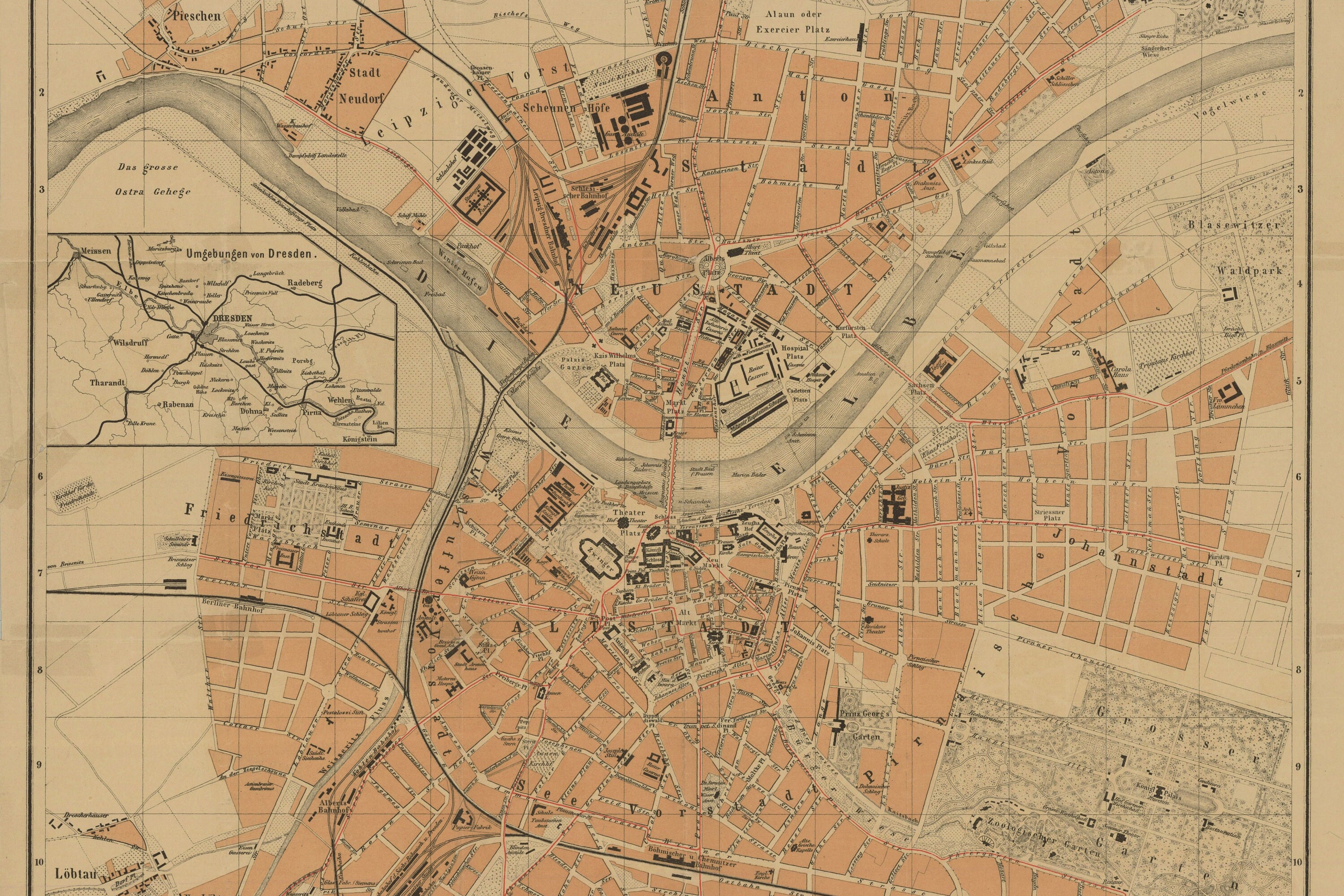 Plan Von Dresden, Dresden Stadtplan, Dresden Map, Map of Dresden, Old ...