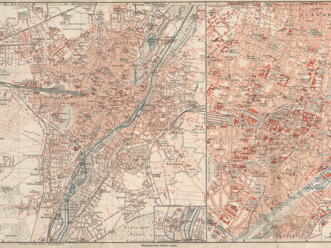 Plan Von Munich, Munich Stadtplan, Munich Map, Map of Munich, Munchen ...