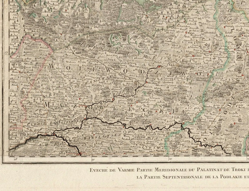 Old Map of Poland, Rizzi Zannoni, Carte De La Pologne, Part of the ...