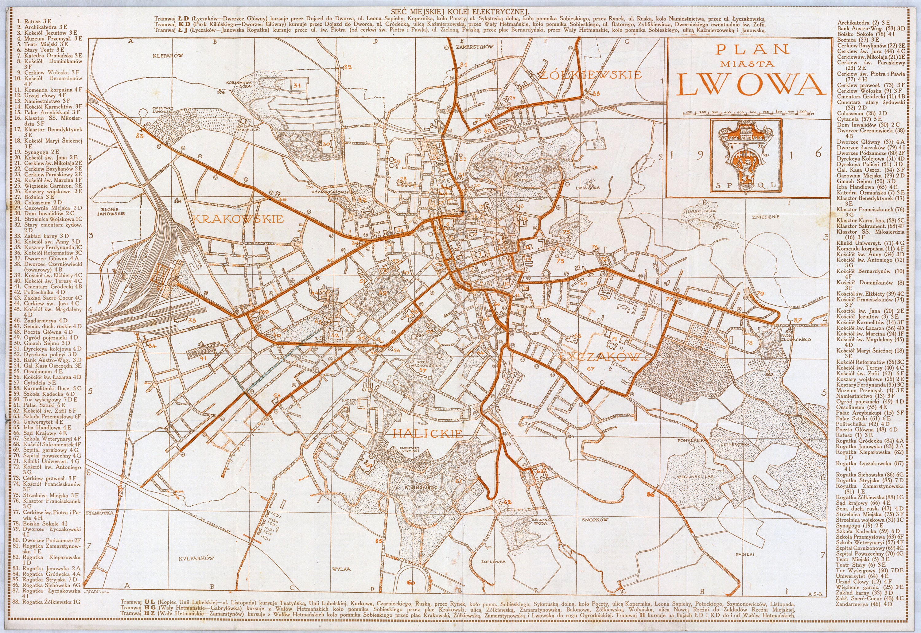 Lviv Map, Map of Lviv, Lwow Map, Lwow Plan, Miasto Lwów, Mapa Lwowa ...