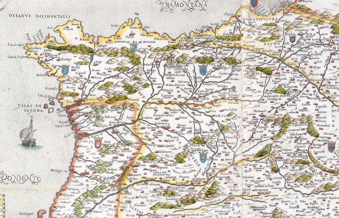 Map of Spain, Old Map of Europe, Digital Map Print, Vintage Map ...