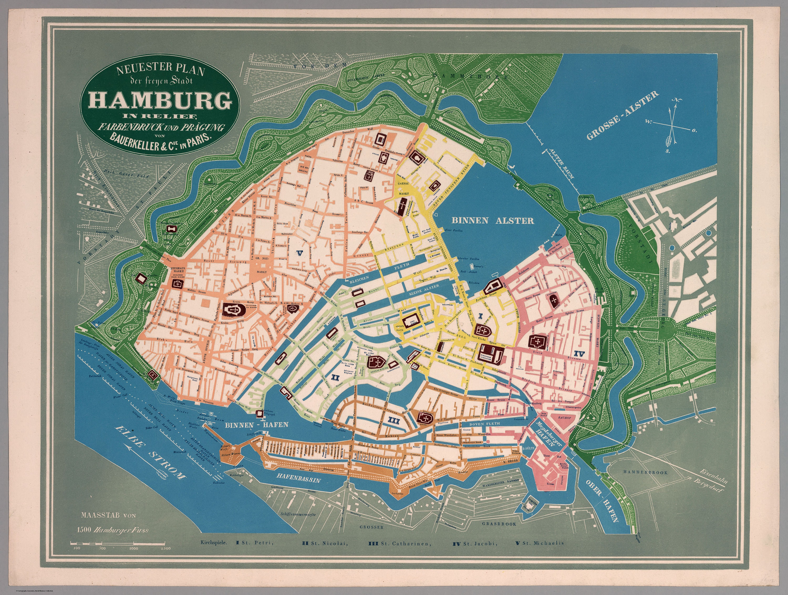 Mappa di Amburgo, Mappa di Amburgo, Vecchia mappa di Amburgo, Mappa ...