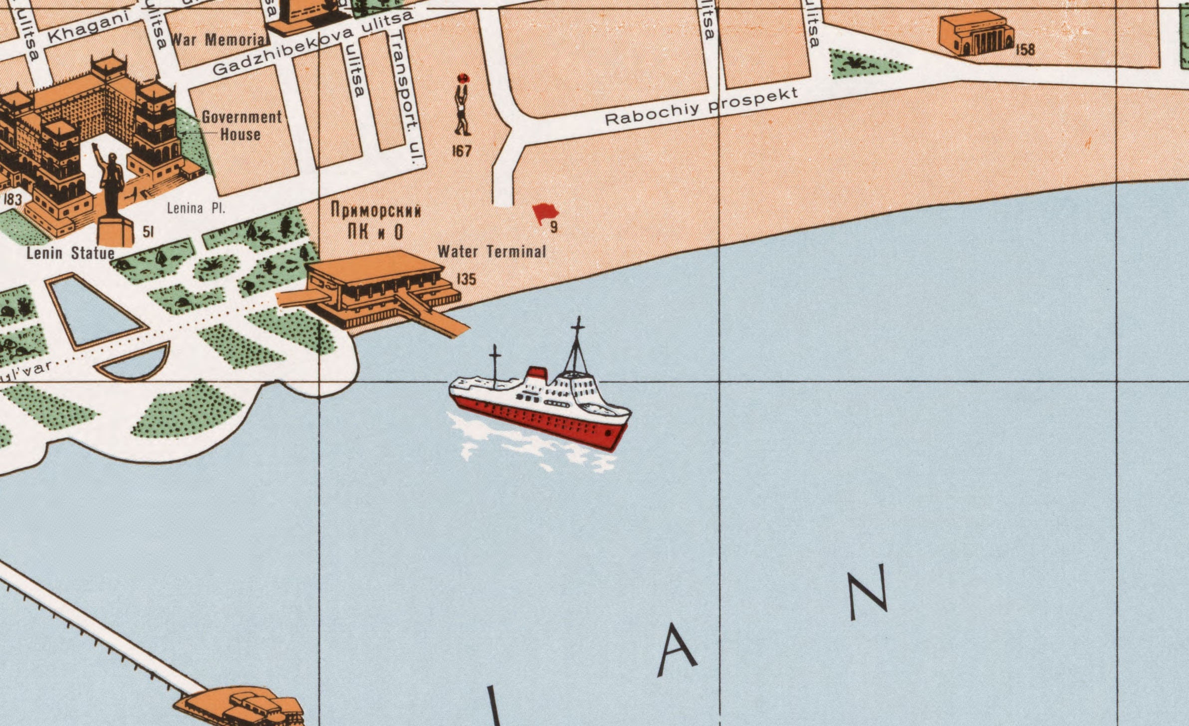 Baku Map, Map of Baku, Tourist Map of Baku, Baku Print, Baku Post, Baku ...