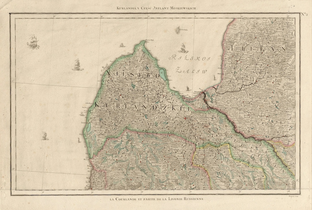 Old Latvia Map, Courland Map, Kurlandia Map, Inflanty Map, Polish ...