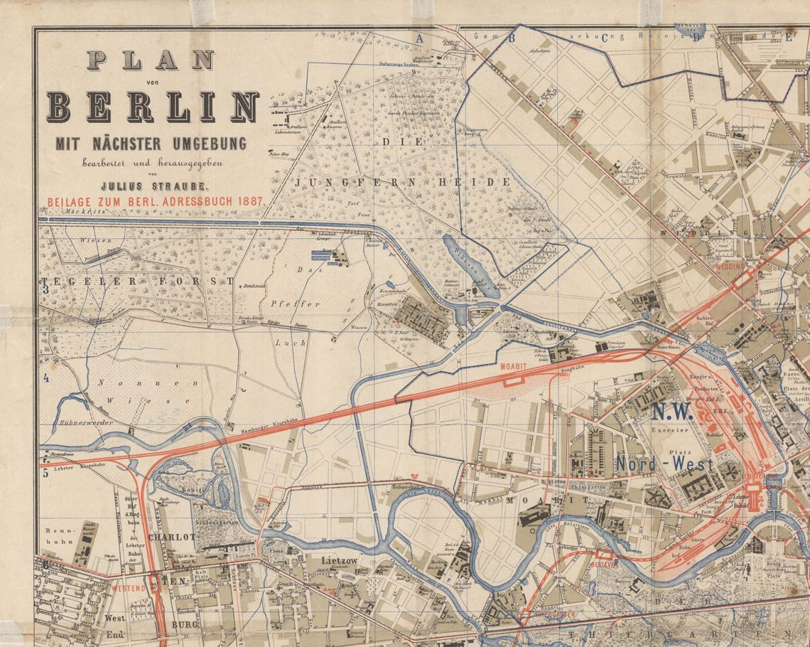 Berlin Map Print, Straube's Plan of Berlin 1887 (digital Download) - Etsy