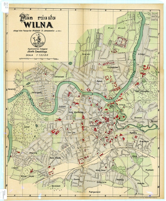 Wilno Map Vilnius Map Map of Wilno Map of Vilnius Old | Etsy