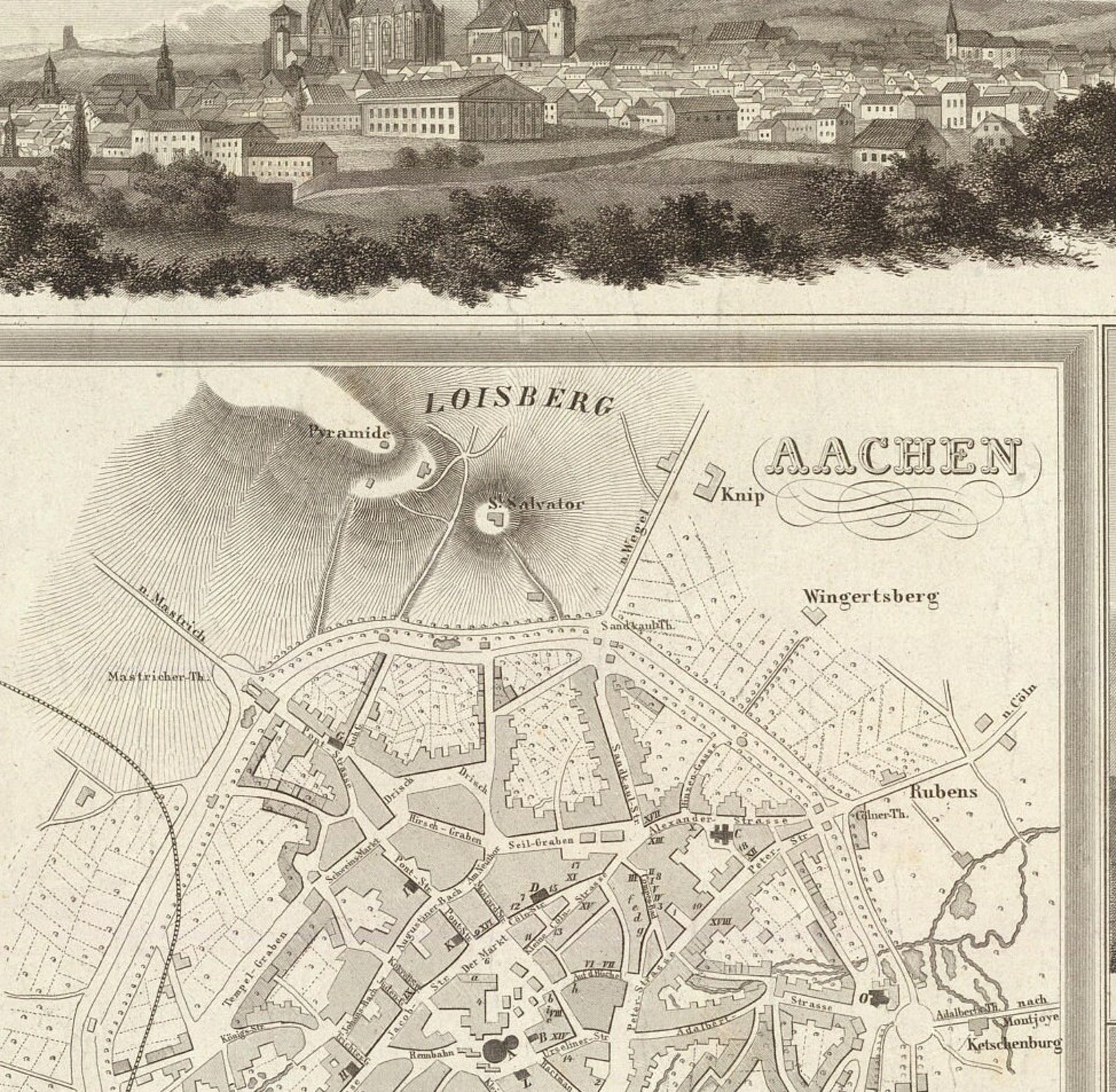 Aachen Map, Aachen Plan, Old Aachen Map, Akwizgran Map, Aachen Print ...