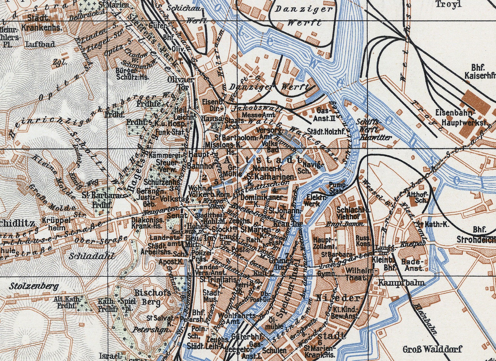 Gdańsk Map, Map of Gdańsk, Map of Old Gdańsk, Danzig Map, Map of Danzig ...