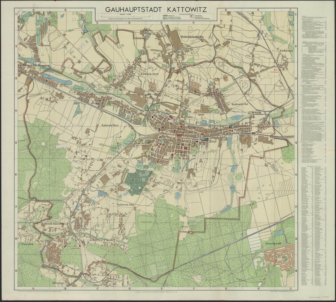 Katowice Map, Map of Katowice, Old Katowice Map, Kattowitz Map, Old Map ...