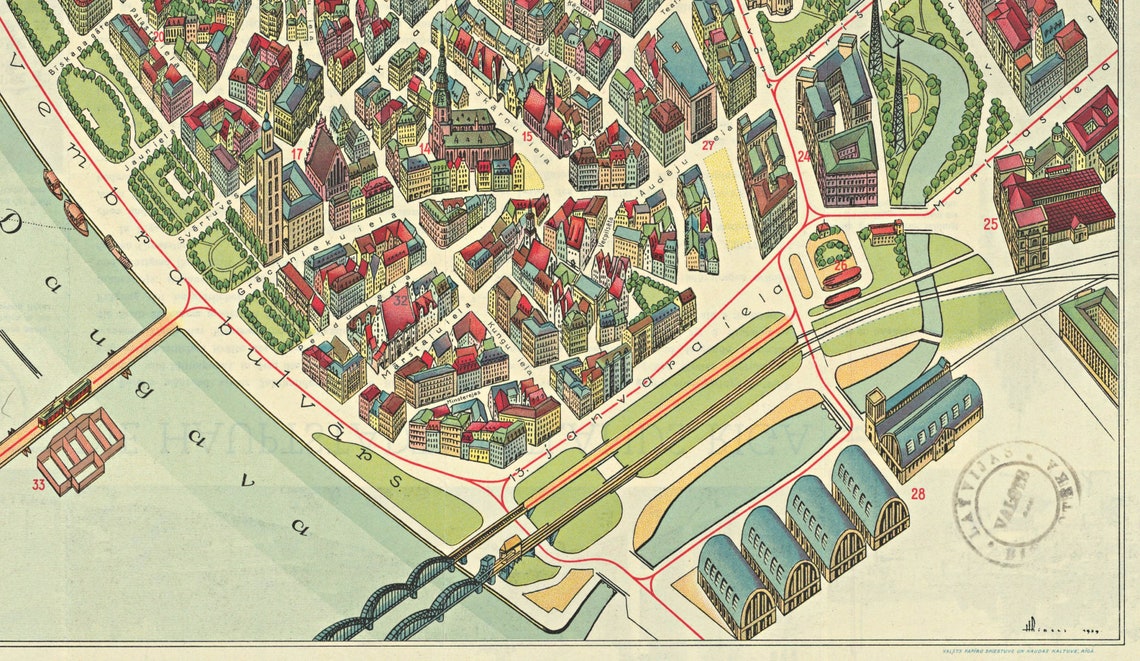 Riga Map Old Map of Riga Latvia Map Wall Decor Europe - Etsy