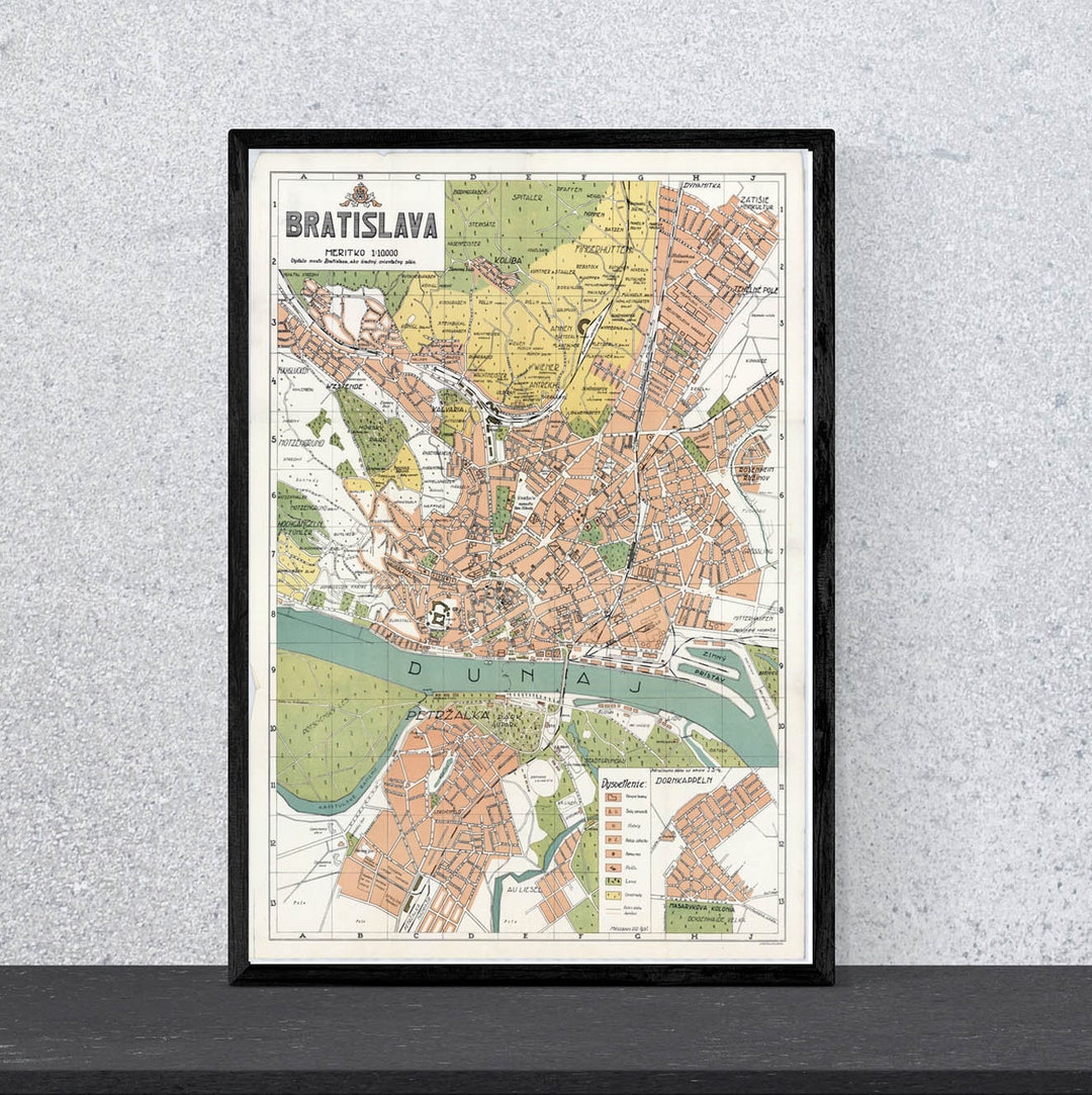 Bratislava Map - Bratislava City Print - Slovakia Art - Europe Map ...