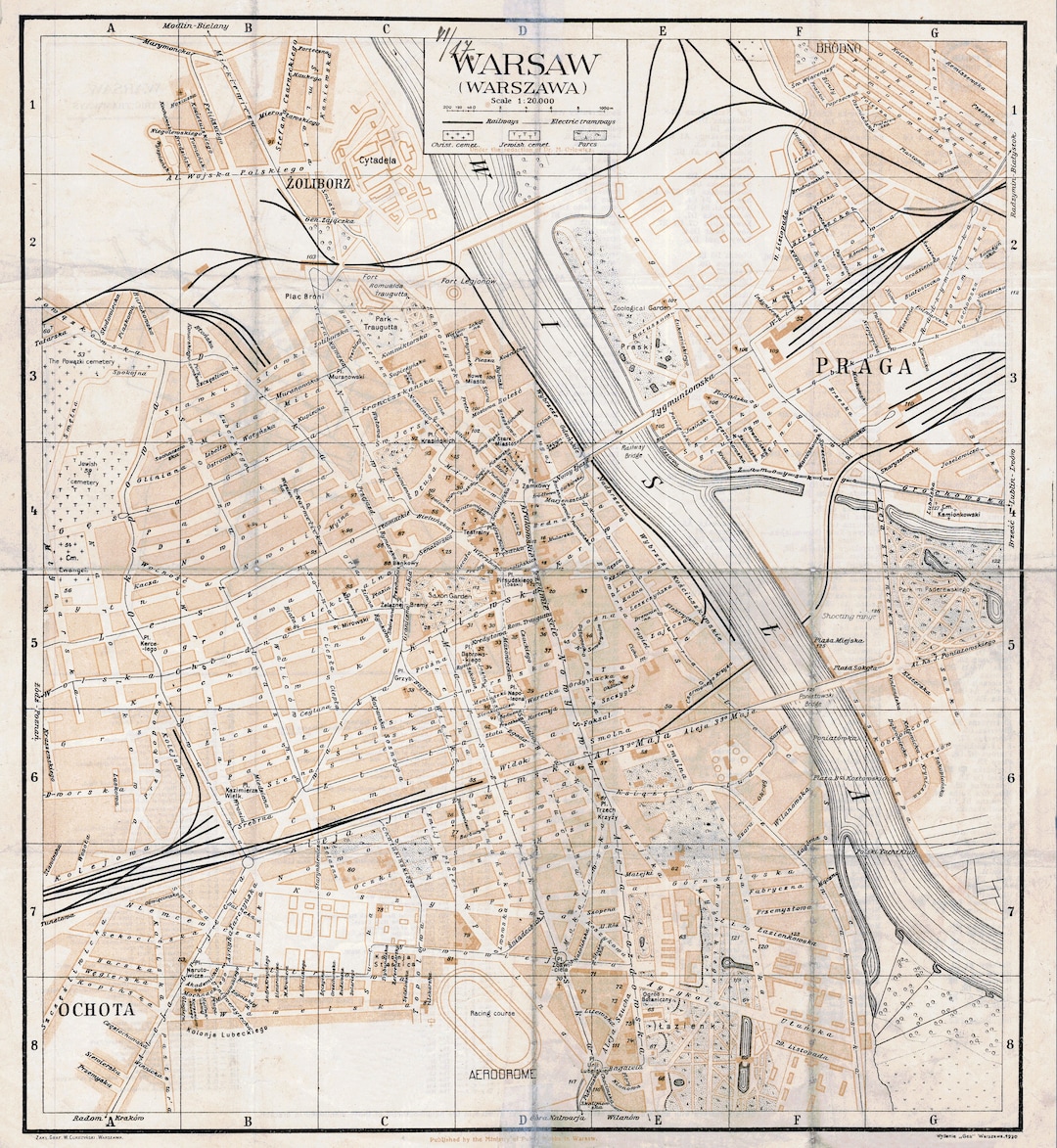 Warsaw Map, Map of Warsaw, Warsaw City, Old Warsaw Map, Retro Warsaw ...