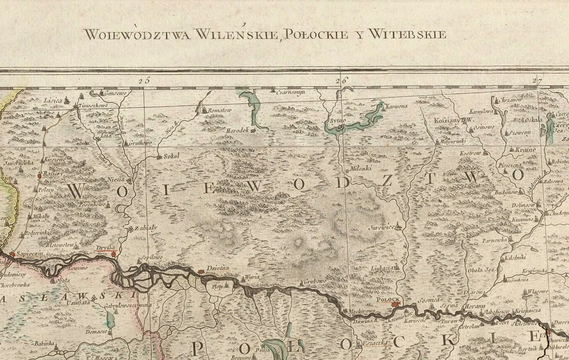 Old Map of Poland Rizzi Zannoni Carte De La Pologne Wilno - Etsy