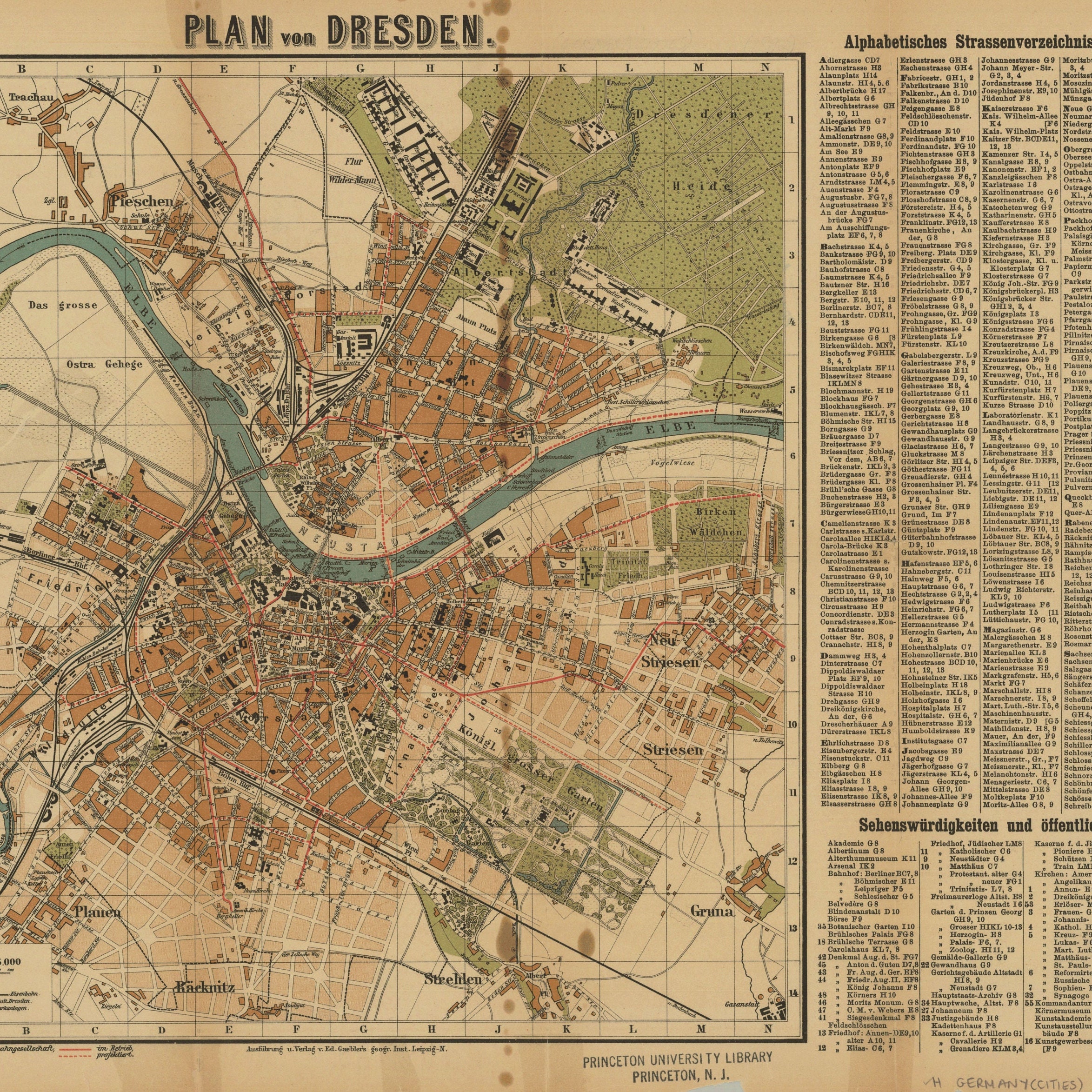 Plan Von Dresden, Dresden Stadtplan, Dresden Map, Map of Dresden, Old ...