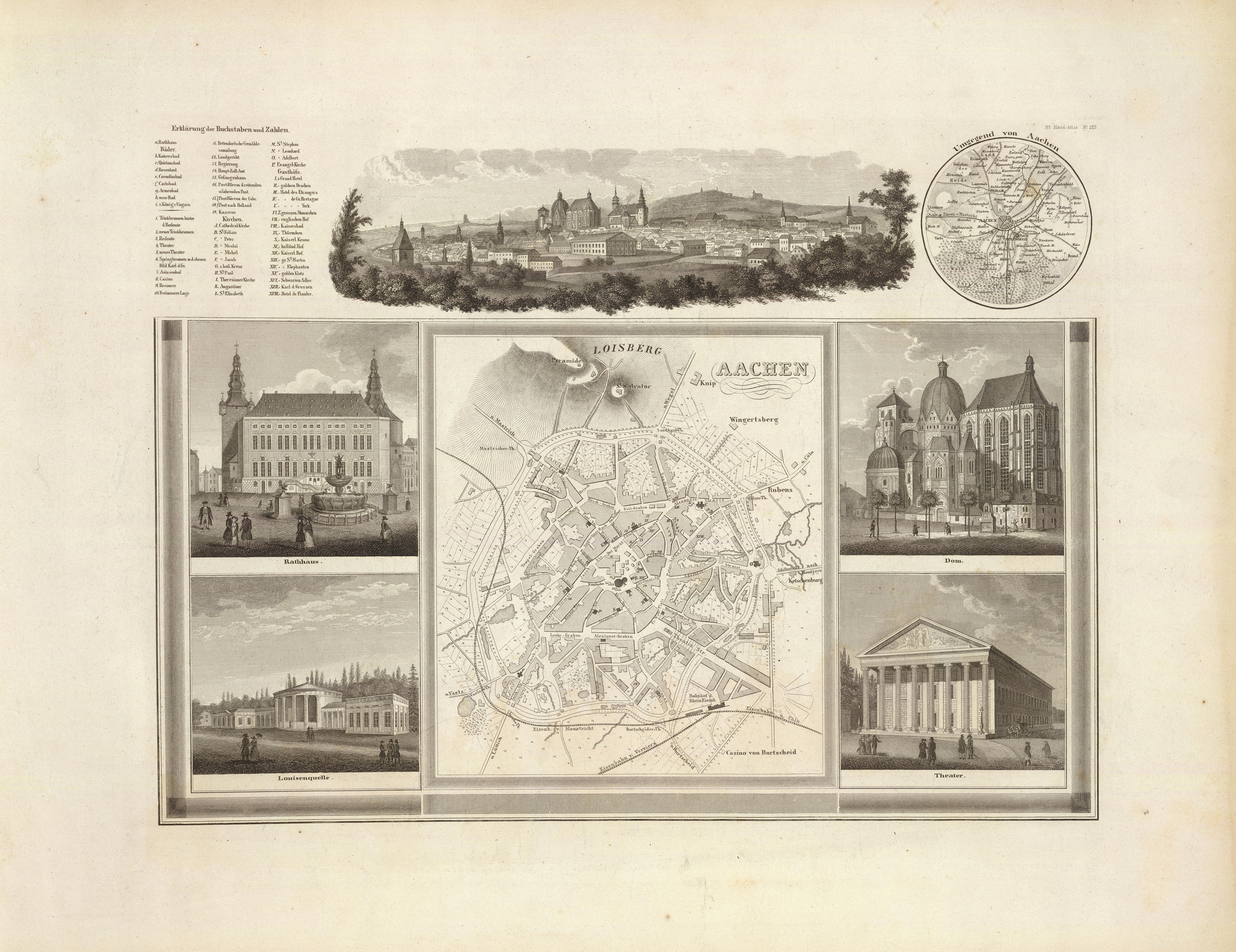 Aachen Map, Aachen Plan, Old Aachen Map, Akwizgran Map, Aachen Print ...