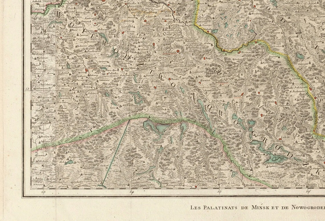 Old Map of Poland, Rizzi Zannoni, Carte De La Pologne, Minsk and ...