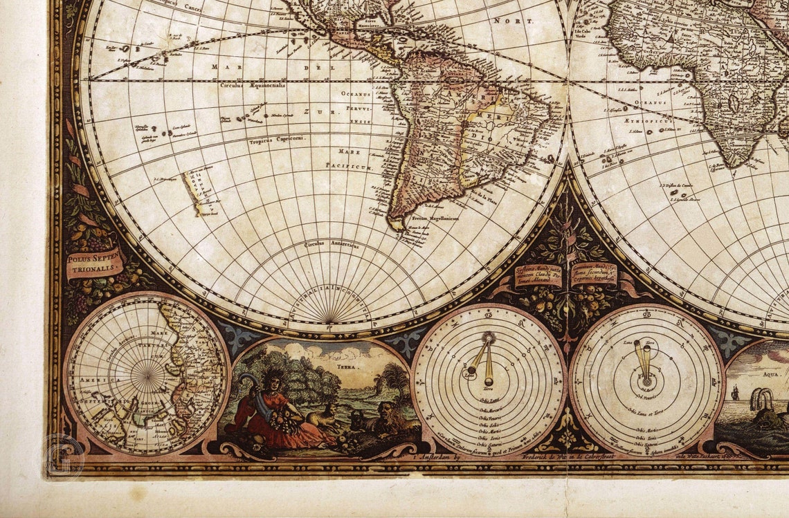 Antique World Map Old World Map Digital Map Print Vintage - Etsy