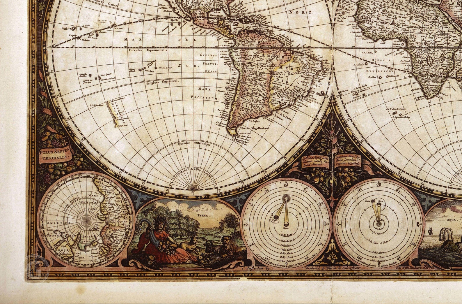 Antique World Map, Old World Map, Digital Map Print, Vintage Map ...