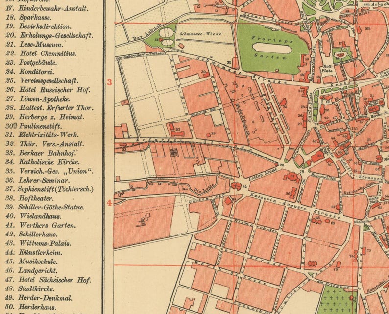 Weimar Stadtplan, Weimar Map, Map of Weimar, Old Weimar Map, Weimar ...