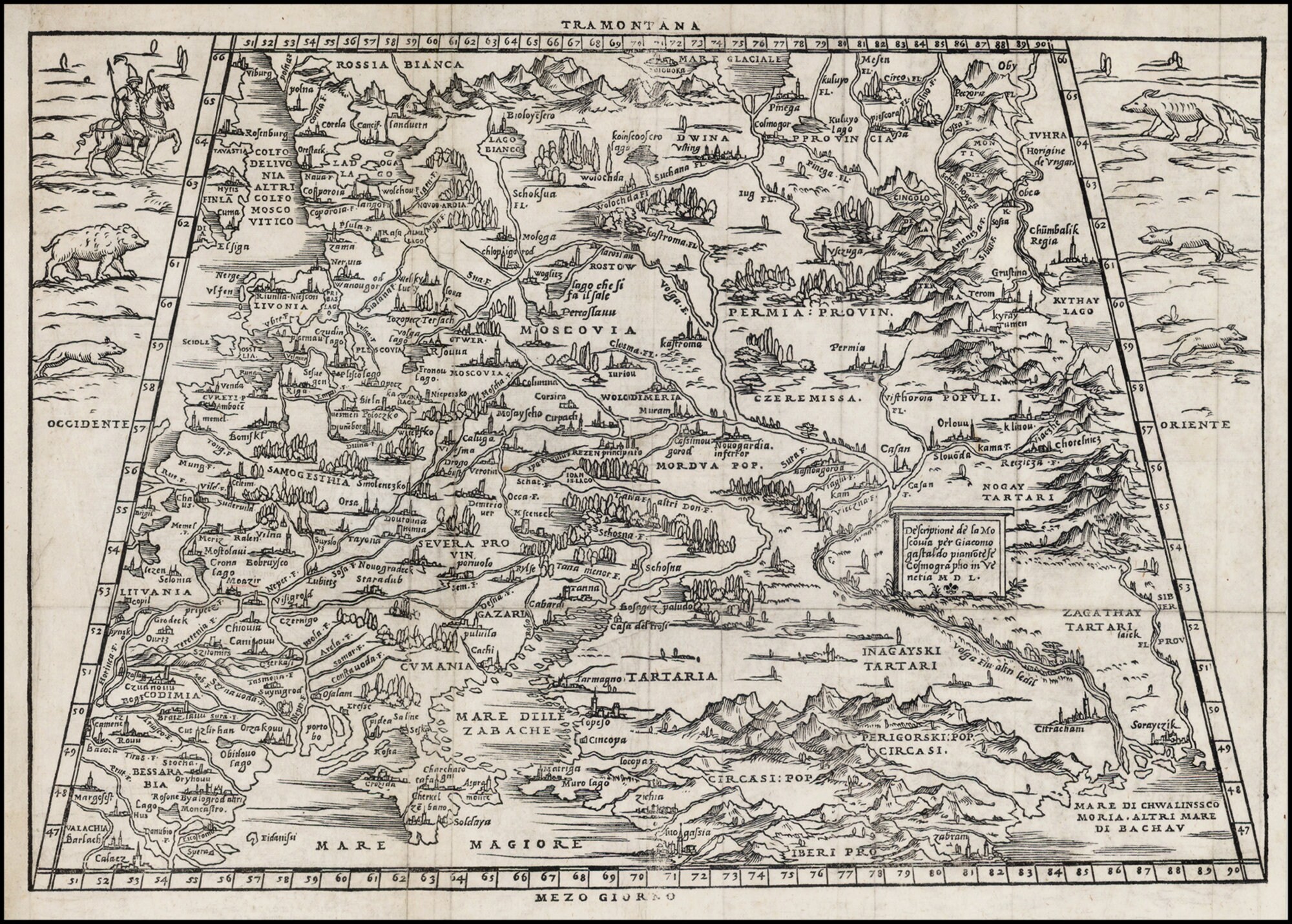 Moscovia Map, Map of Moscovia, Old Map of Russia, Old Europe Map ...