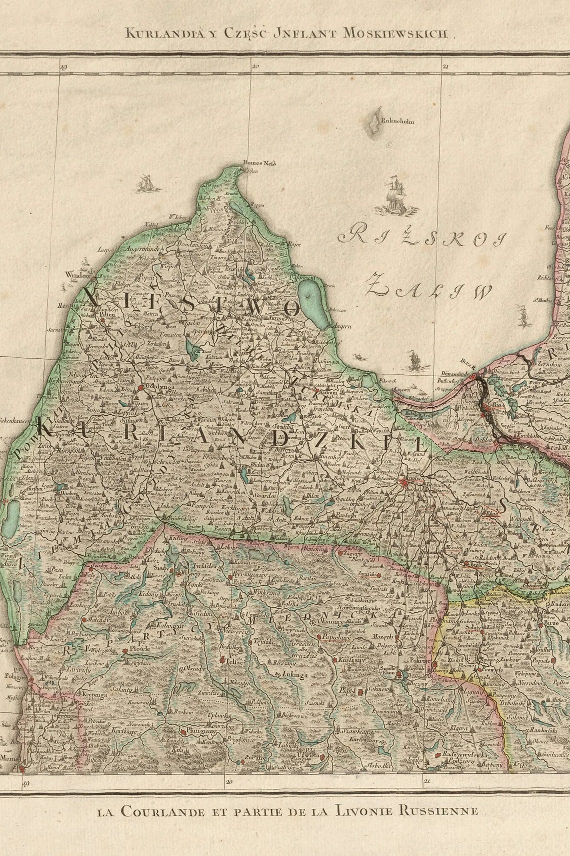 Old Latvia Map, Courland Map, Kurlandia Map, Inflanty Map, Polish ...