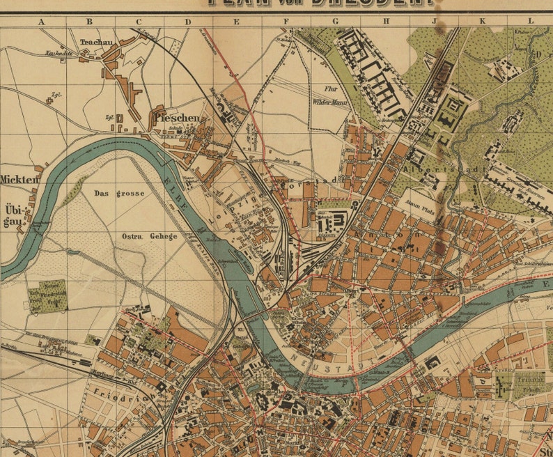 Plan Von Dresden, Dresden Stadtplan, Dresden Map, Map of Dresden, Old ...