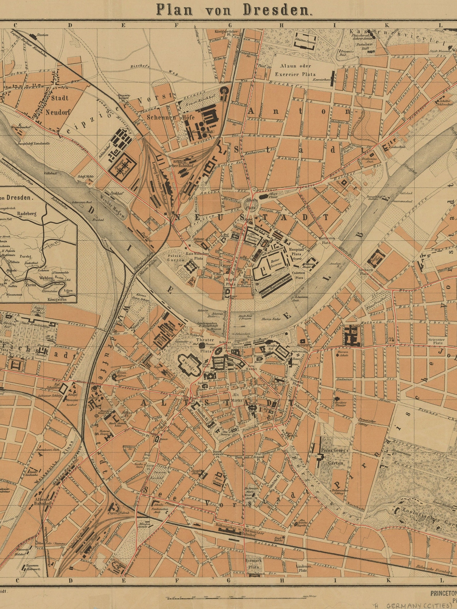 Plan Von Dresden, Dresden Stadtplan, Dresden Map, Map of Dresden, Old ...