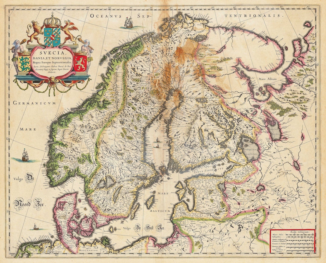Old Map of Northern Europe, Northern Europe Map, Map of Europe, Europe ...
