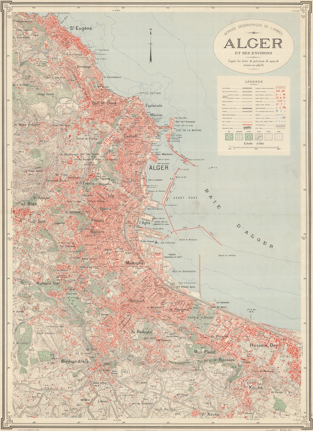 Alger Map, Map of Alger, Alger Print, Old Map of France, Alger Art ...