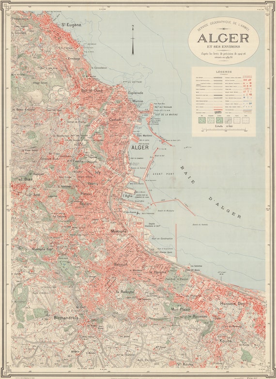 Alger Map Map of Alger Alger Print Old Map of France Alger | Etsy