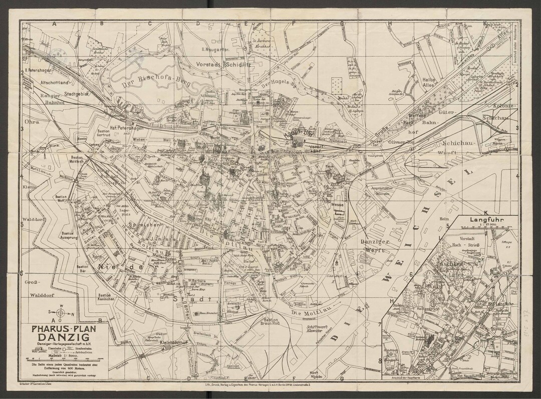 Danzig Map, Map of Danzig, Gdansk Map, Gdańsk Map, Old Map of Gdansk ...