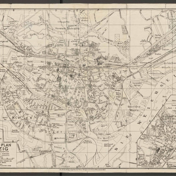 Gdańsk Old Map of Gdansk - Etsy