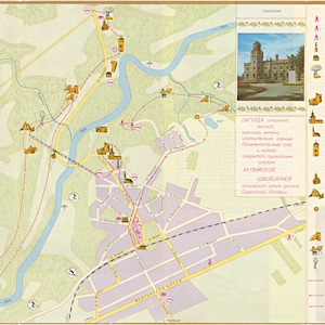 Sigulda Map, Retro Sigulda Plan, Old Map of Sigulda, Vintage Latvia Map ...