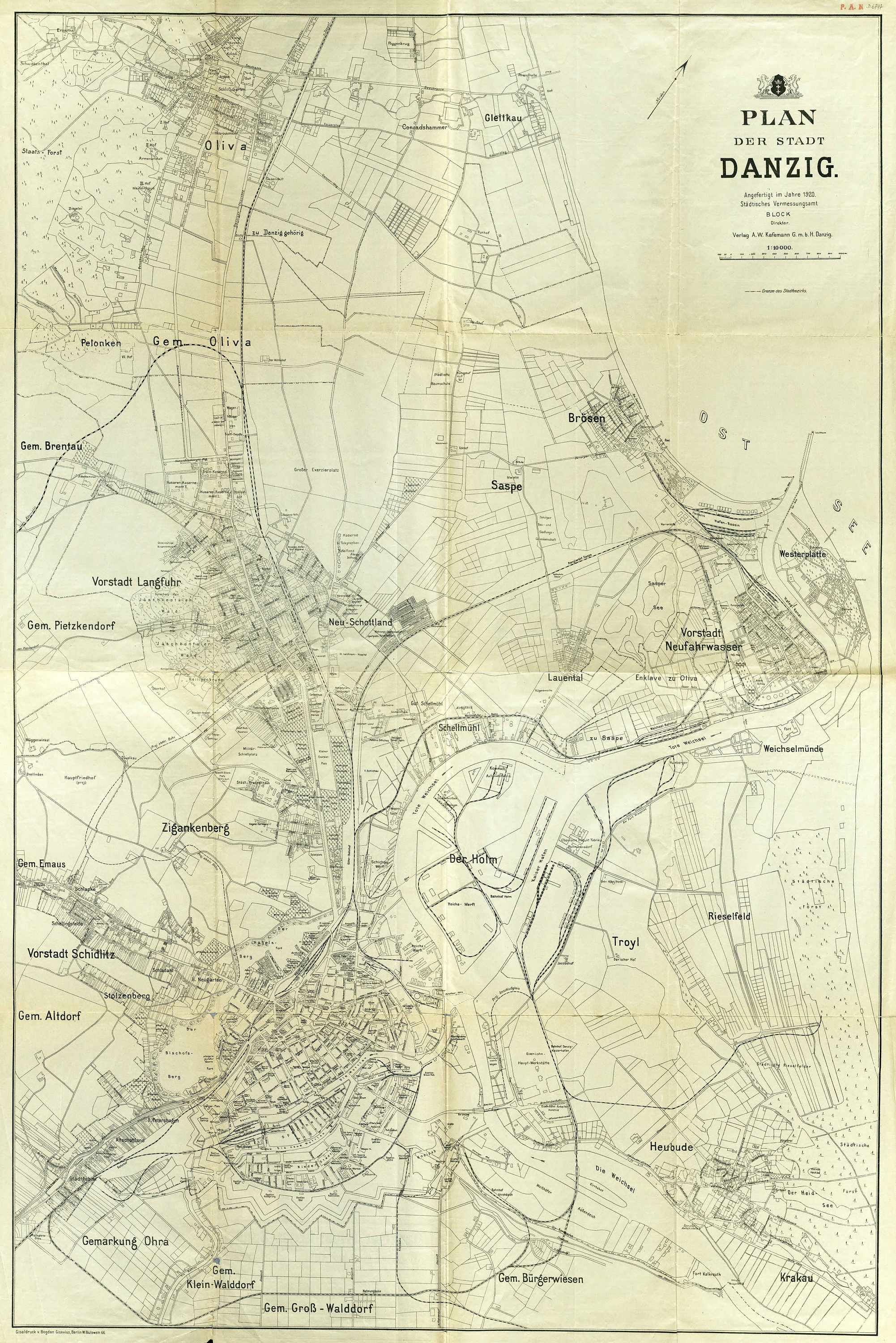 Danzig Plan, Old Danzig Map, Retro Gdansk Plan, Vintage Gdańsk Map ...