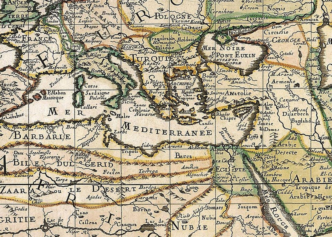 Antique World Map, Old World Map, Digital Map Print, Vintage Map ...