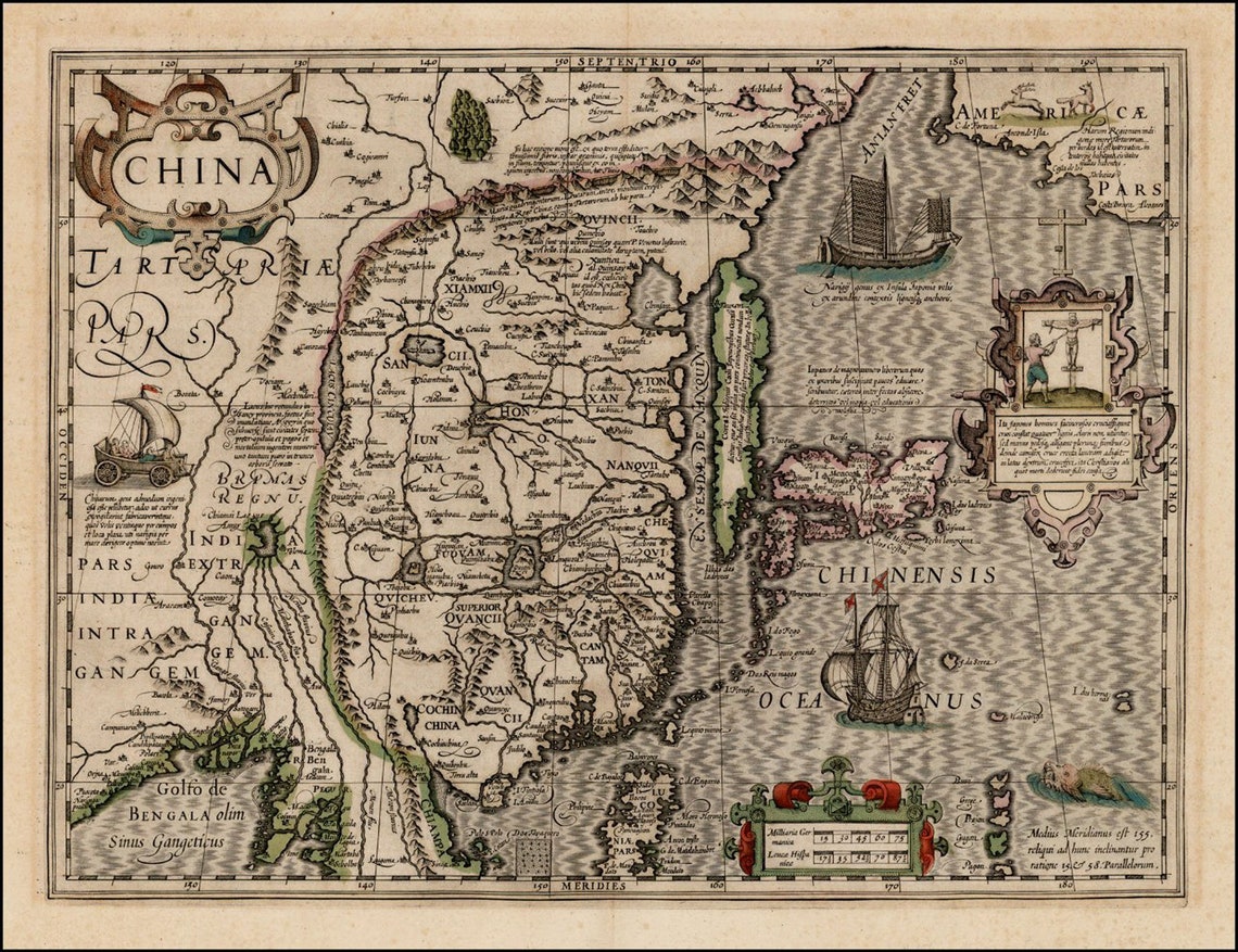 China Map, Map of China, Old World Map, Digital Old World Map, Vintage ...