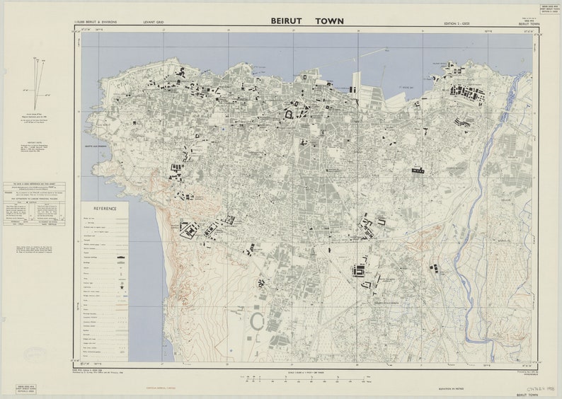 Beirut Vintage Map, Beirut Map, Beirut Map Print, Old Map of Beirut ...