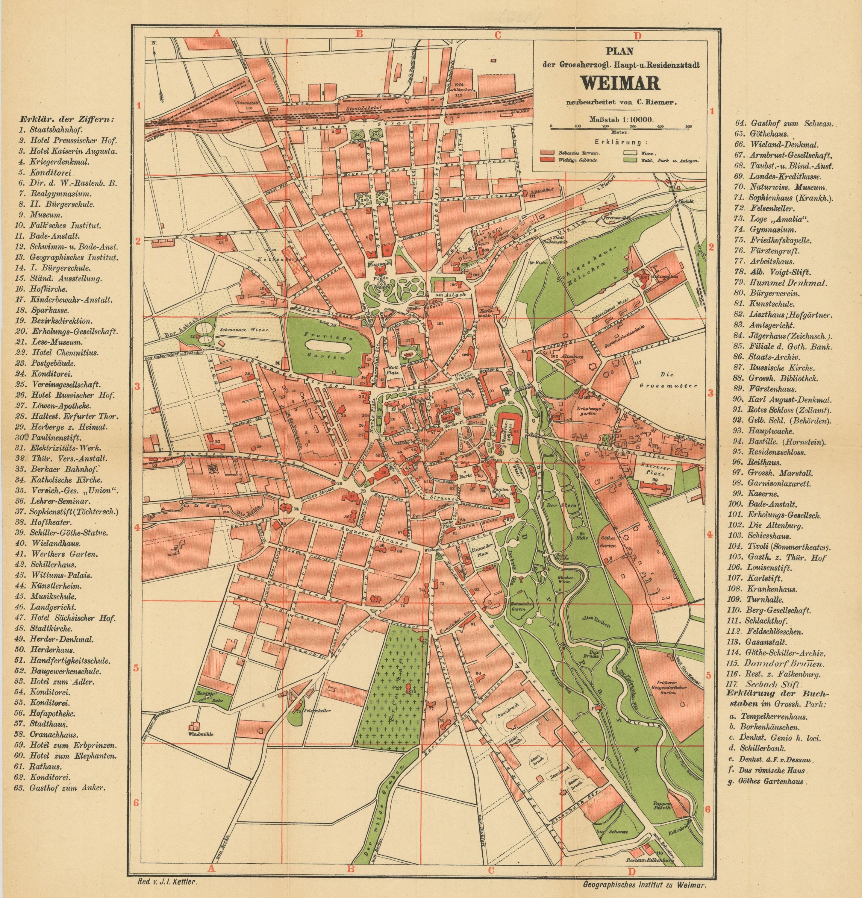 Weimar Stadtplan, Weimar Map, Map of Weimar, Old Weimar Map, Weimar ...