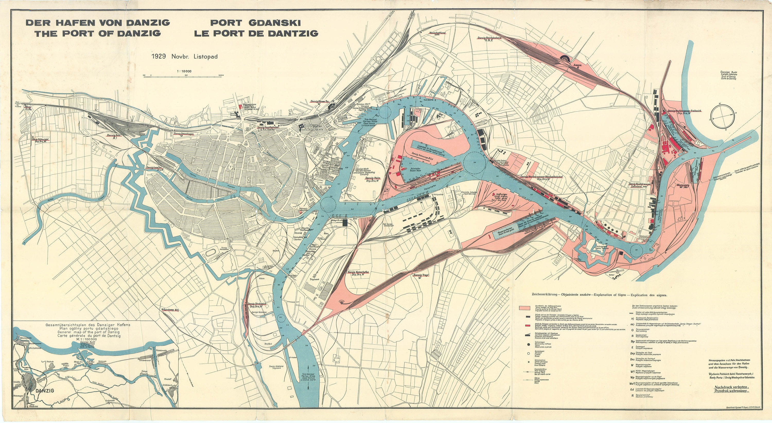 The Port of Gdansk Map, the Port of Danzig Map, Map of Danzig, Danzig ...